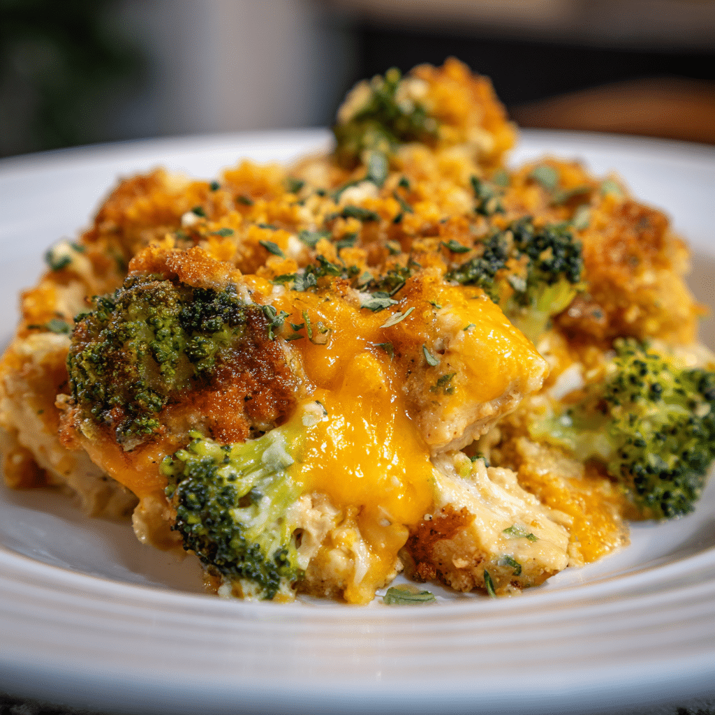 Broccoli Chicken Divan Casserole with Cheddar Cheese