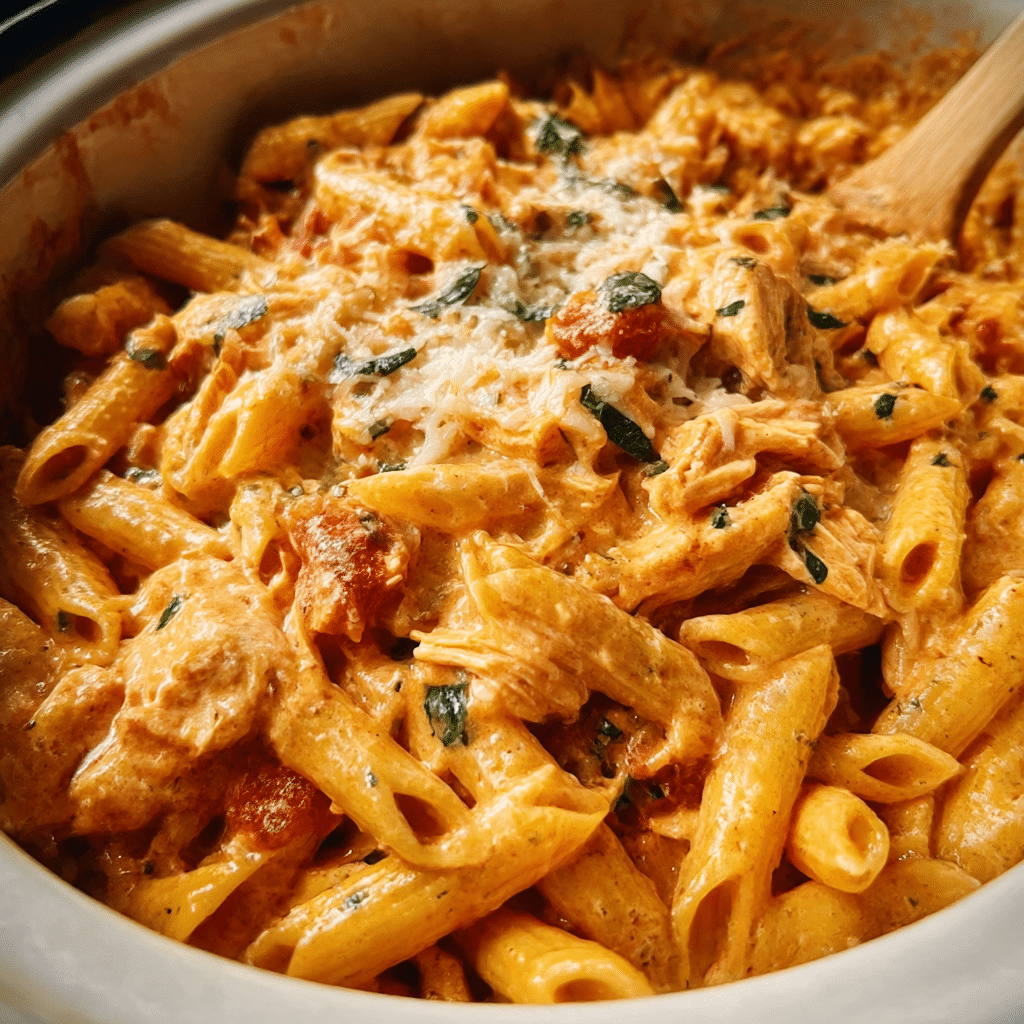 Slow Cooker Buffalo Ranch Chicken Pasta