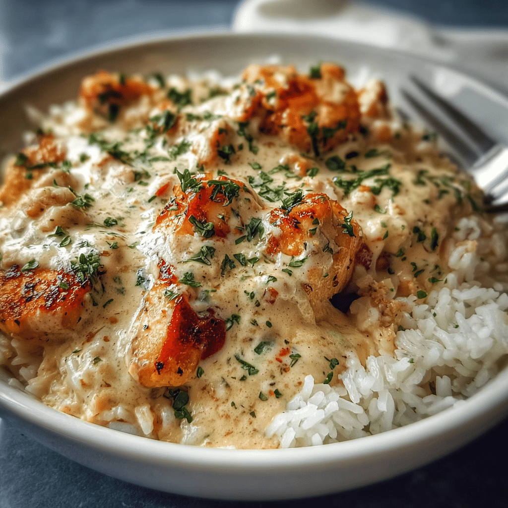 Creamy Smothered Chicken and Rice Bake